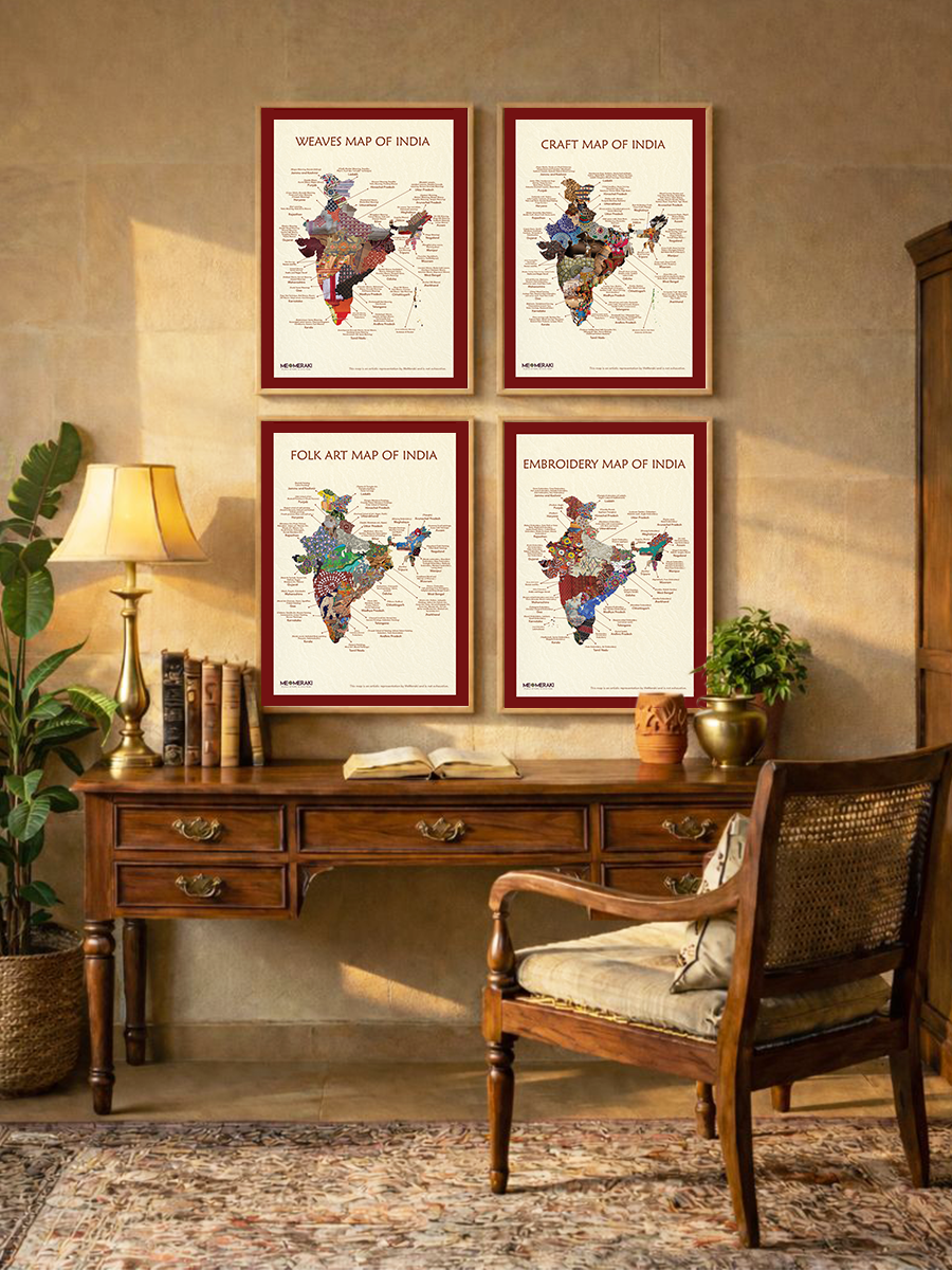 Buy India Map Wall Art: Traditional Crafts, Weaves & Art Forms of ...