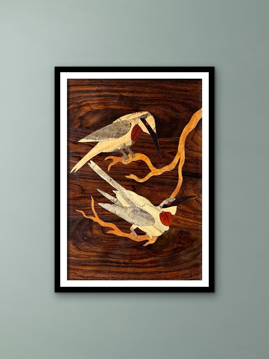 Buy Hanpainted Birds on a branch In Wood Inlay by Mohan Kumar Online
