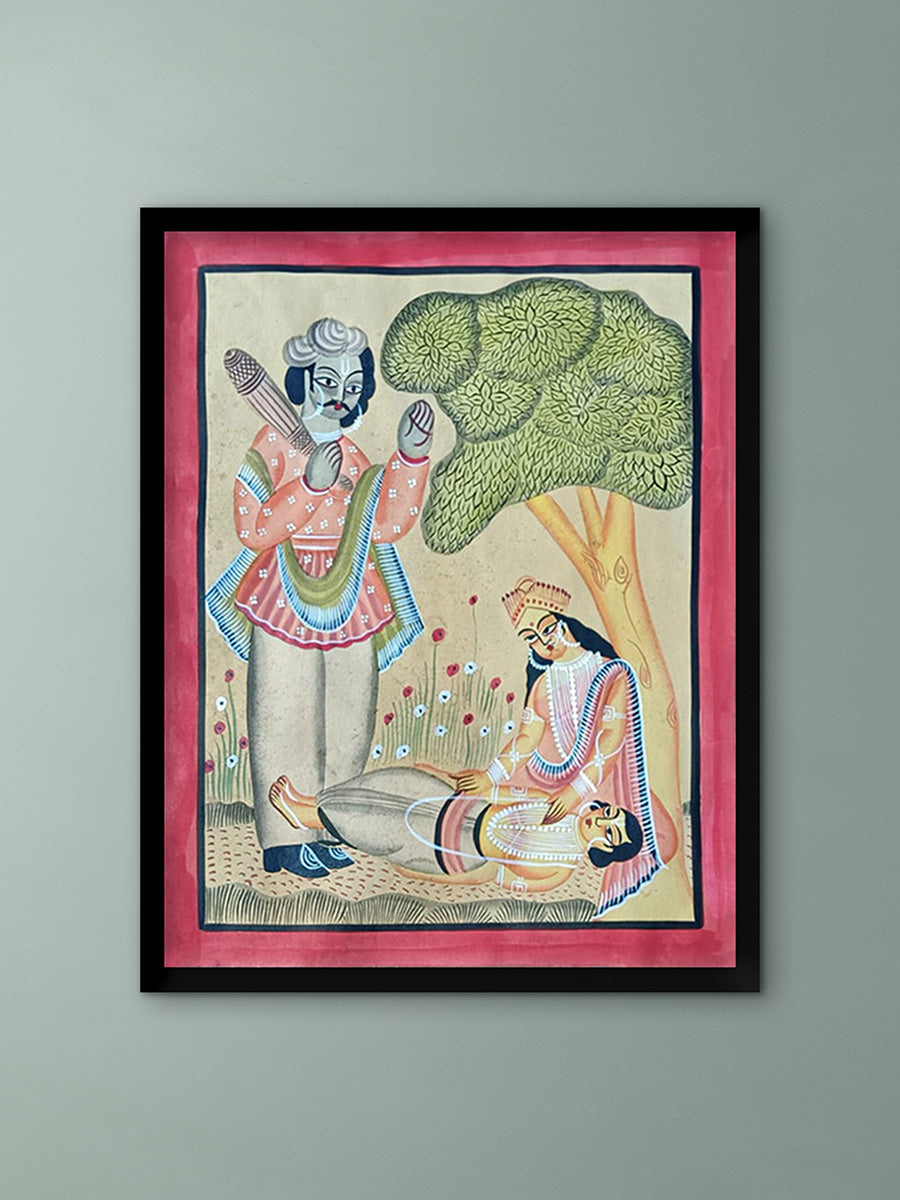 Buy Handpainted Savitri Satyavan Yamraj Kalighat Painting Online