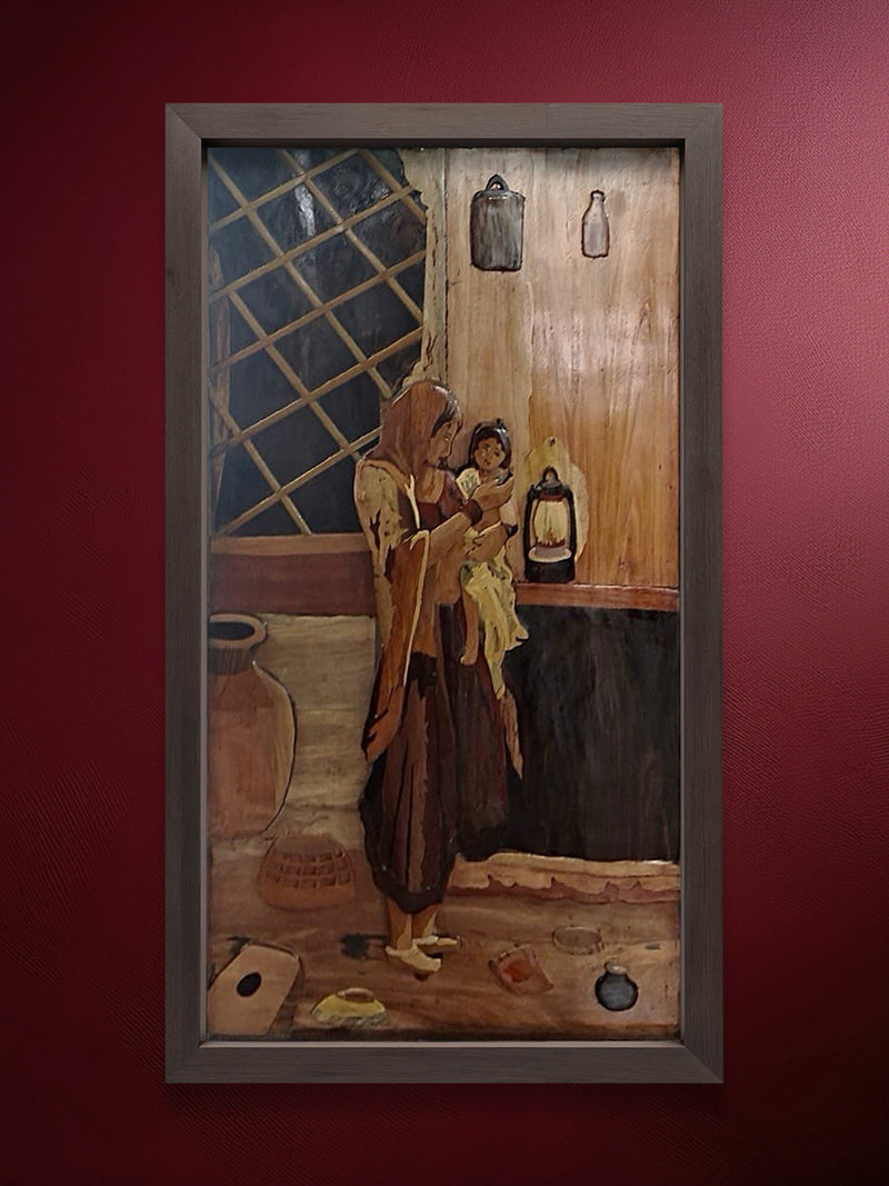 Buy A monther's sanctuary in Wood Inlay-Hand painted for Sale