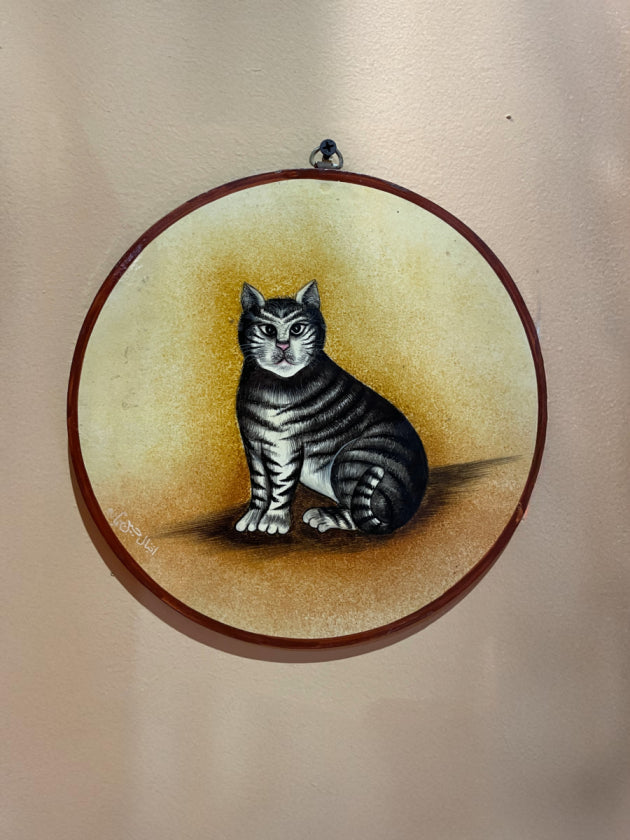 Unique Cat Wall Plate- Kasmiri Paper Mache