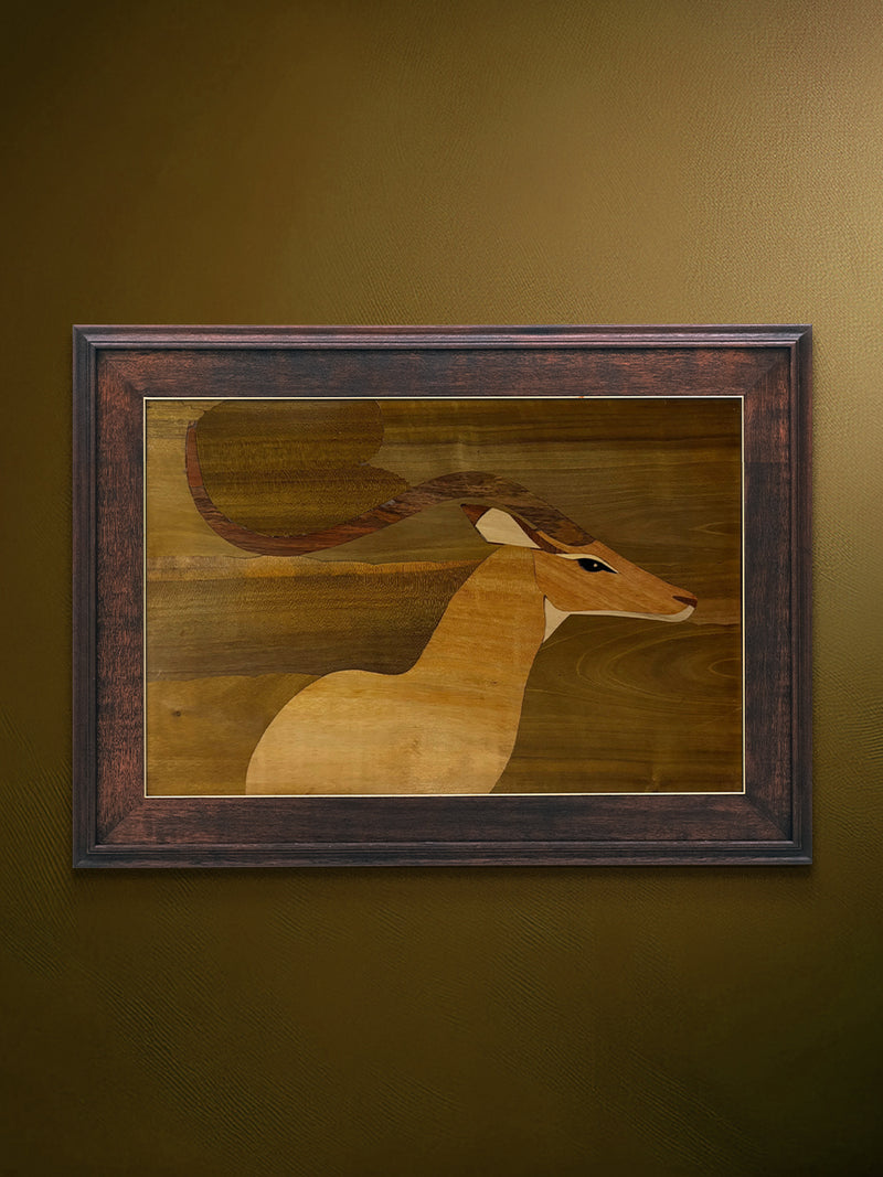 Buy Deer at Rest in Wood Inlay by Mohan Kumar