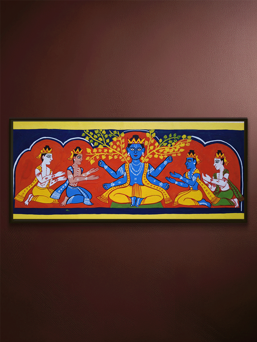 Buy Handmade Lord Vishnu and His Devotees in Manuscript Art of Assam