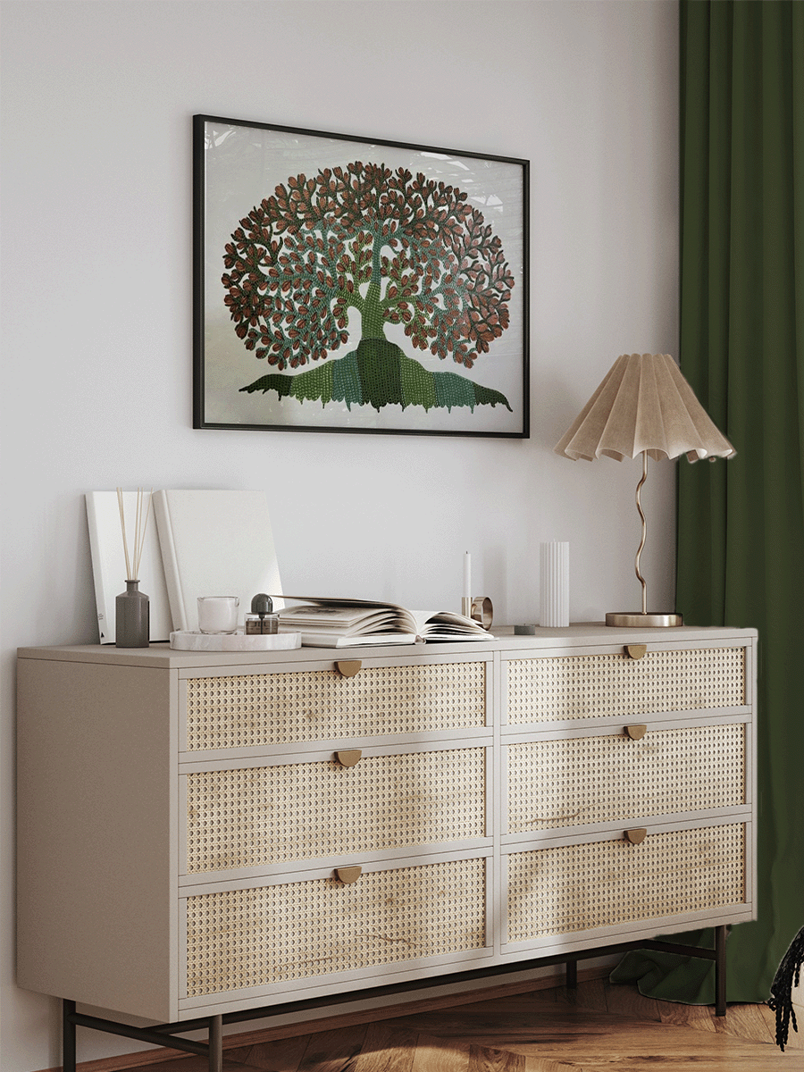 Palash Tree in Gond Painting | Online Art for Sale