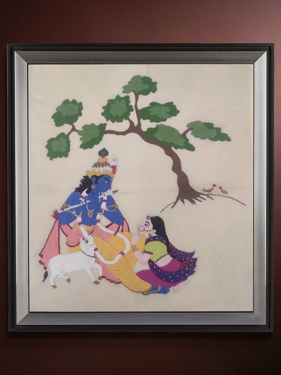 Buy Raas Mandal Chamba Rumal painting by Anjali Vakil