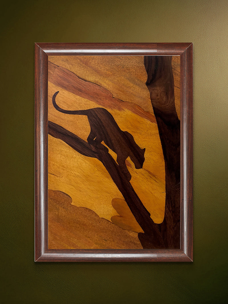 Buy Still Movement: Big cat in Wood Inlay by Mohan Kumar