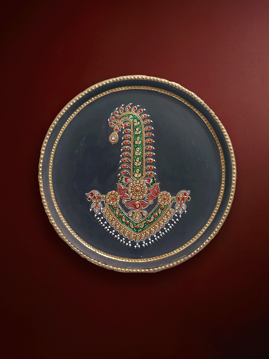 Traditional Sarpech Jewellery Plate: Miniature Artwork | Miniature Art