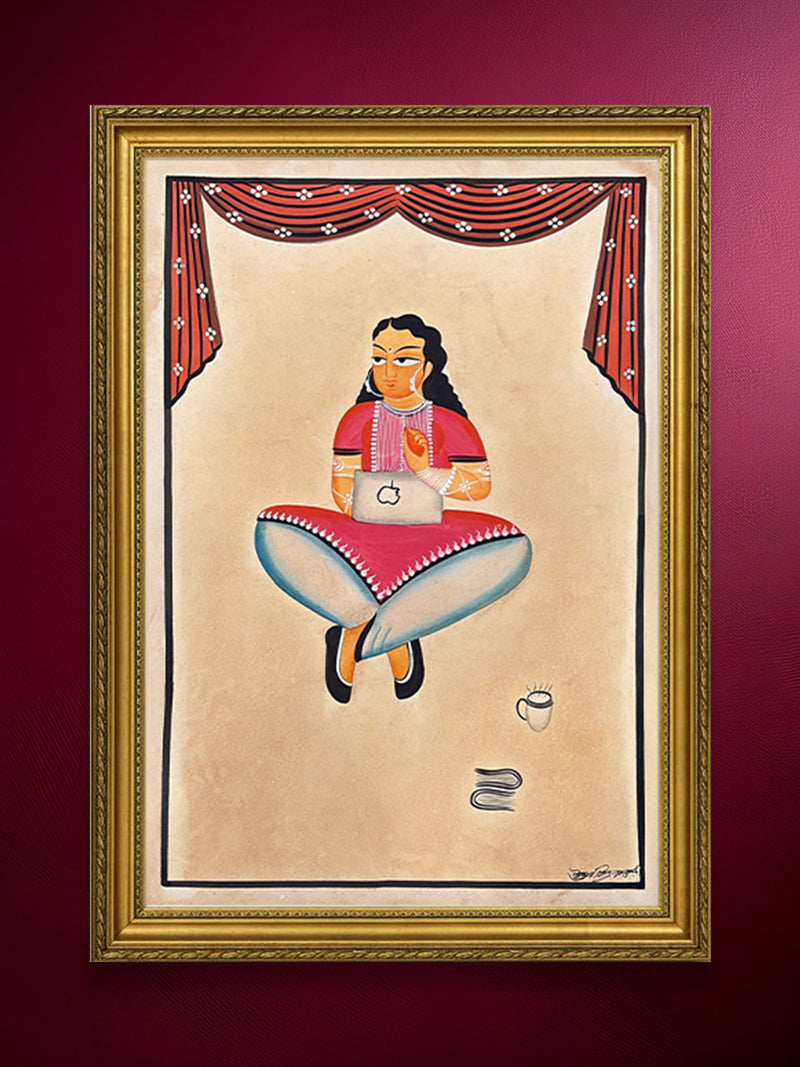 The Working woman in Kalighat Artwork