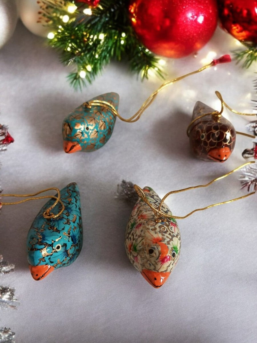 Decorative Birds for Christmas Tree in Paper Mache