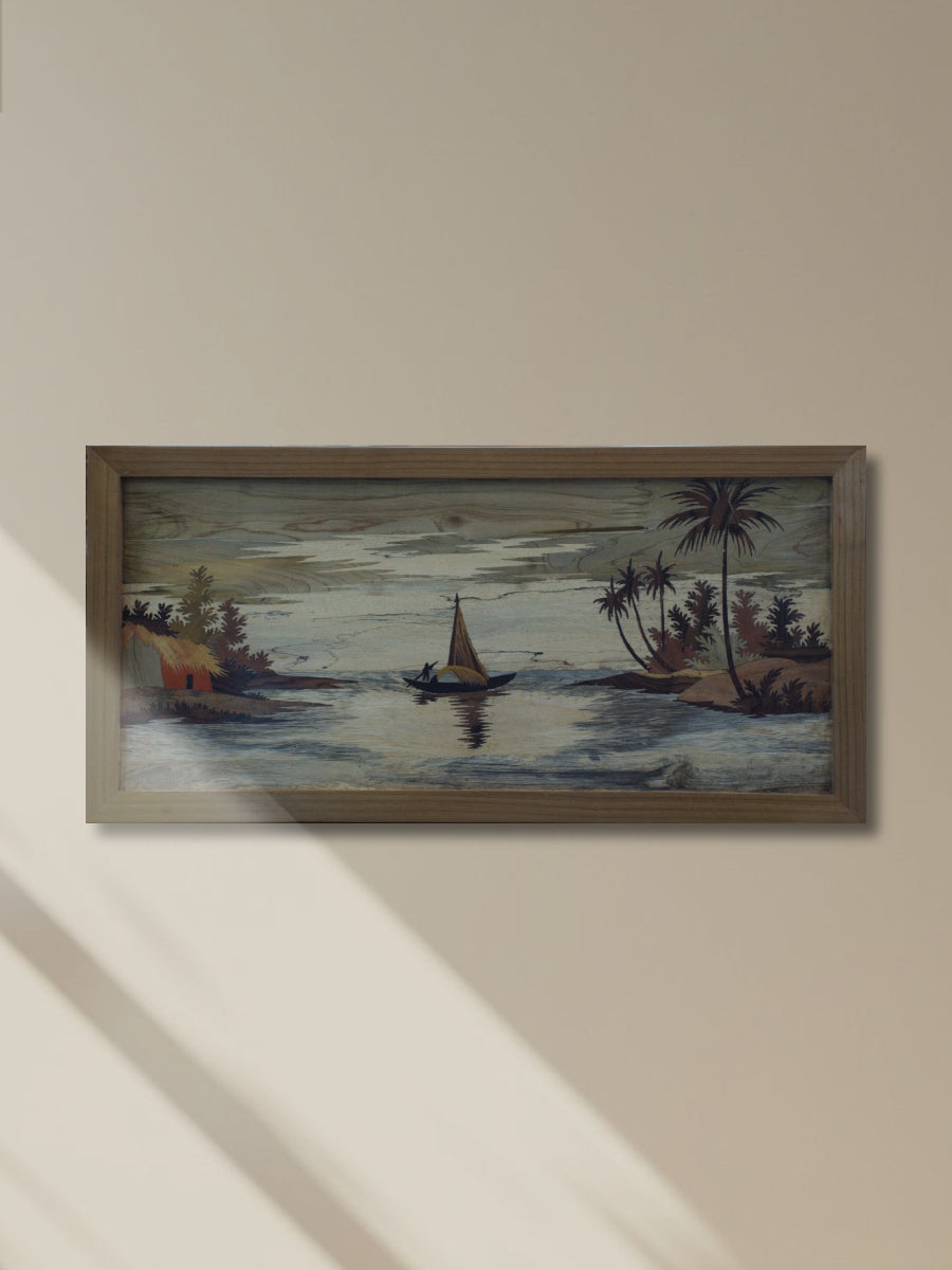 Mysore Traditional Indian Village Wood Inlay Painting