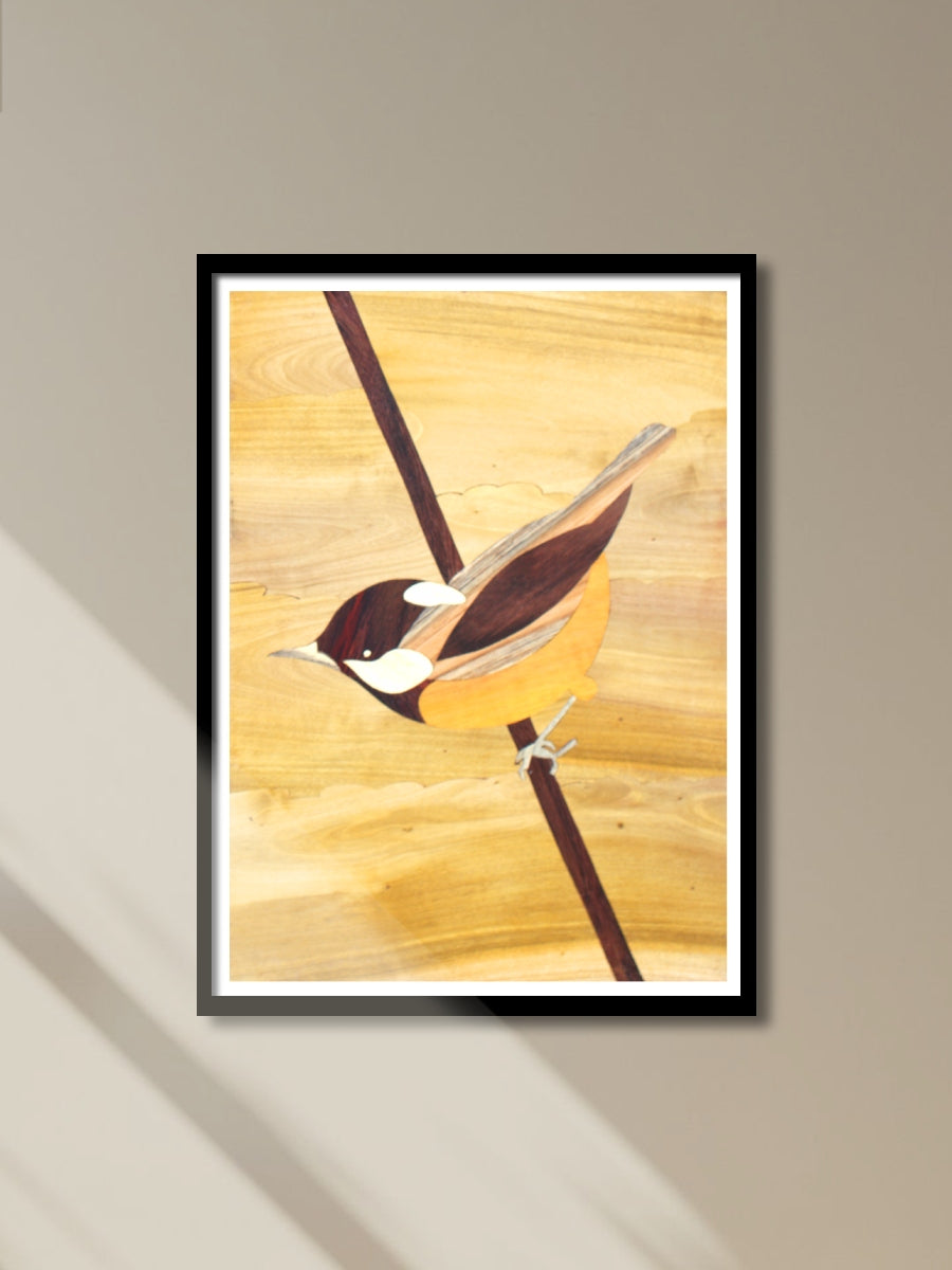 Mysore Wooden Inlay Artwork : Sparrow on Branch
