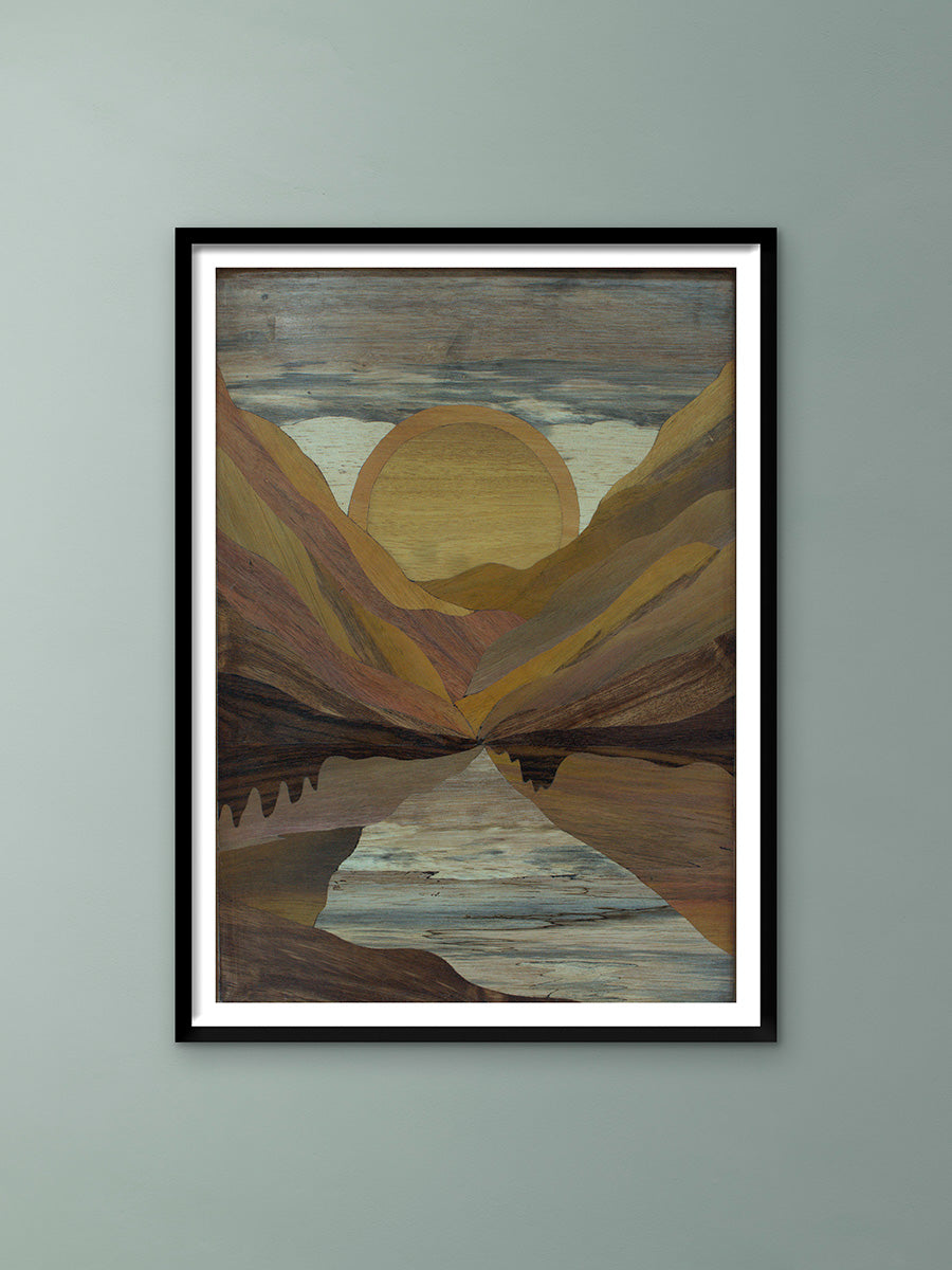 Landscape Painting In Mysore Wood Inlay