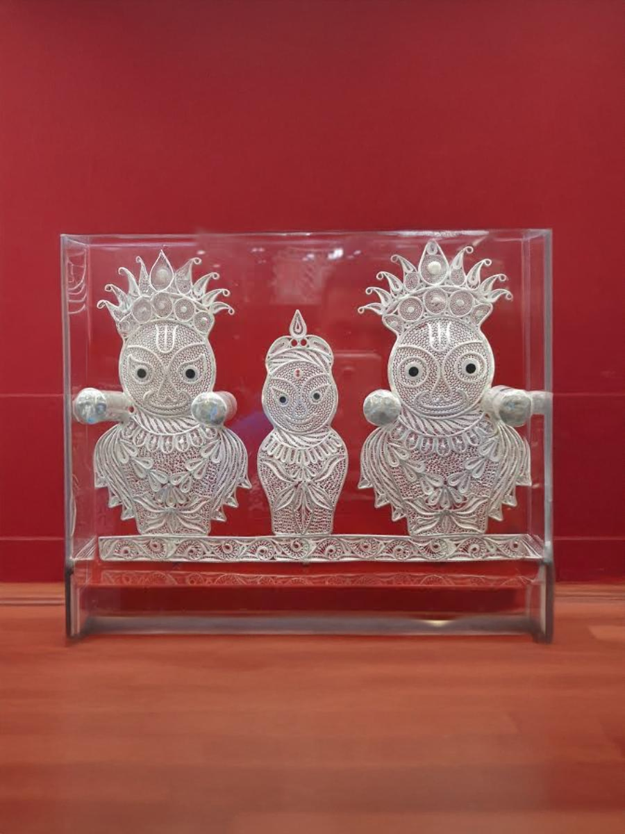 Silver Filigree Lord Jagannath in Transparent Box