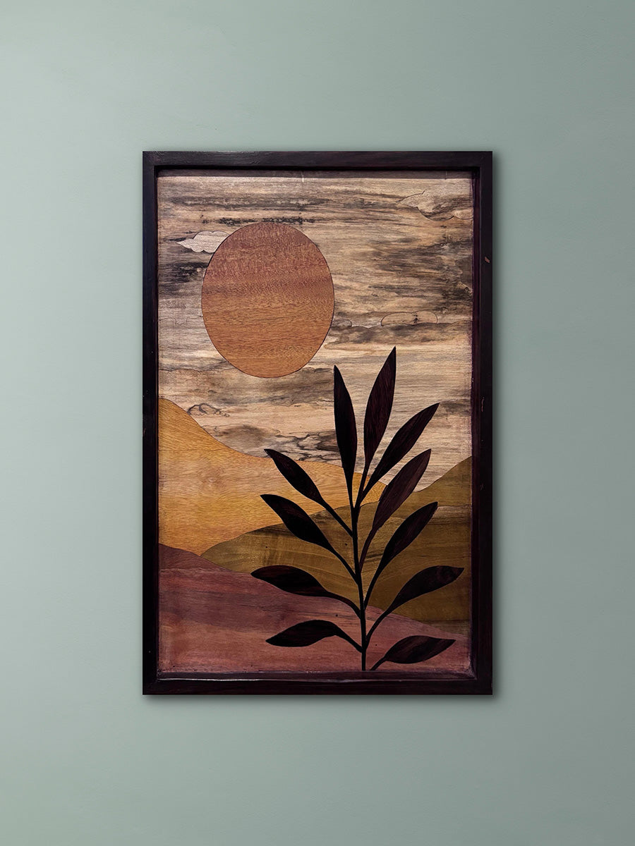 Buy Floral Mysore Rosewood Inlay Painting-Handmade Artwork