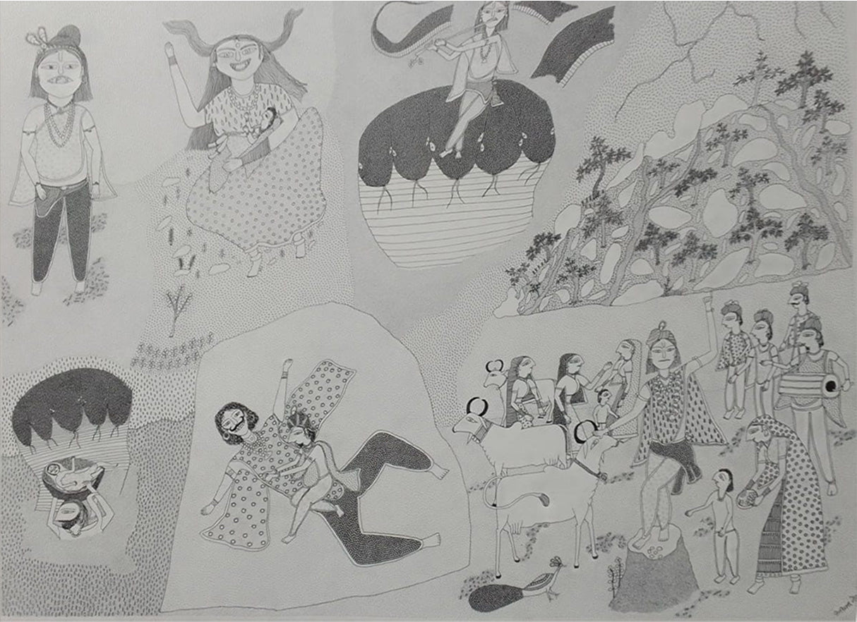 Life Story Of Lord Krishna Painting In Jogi Art