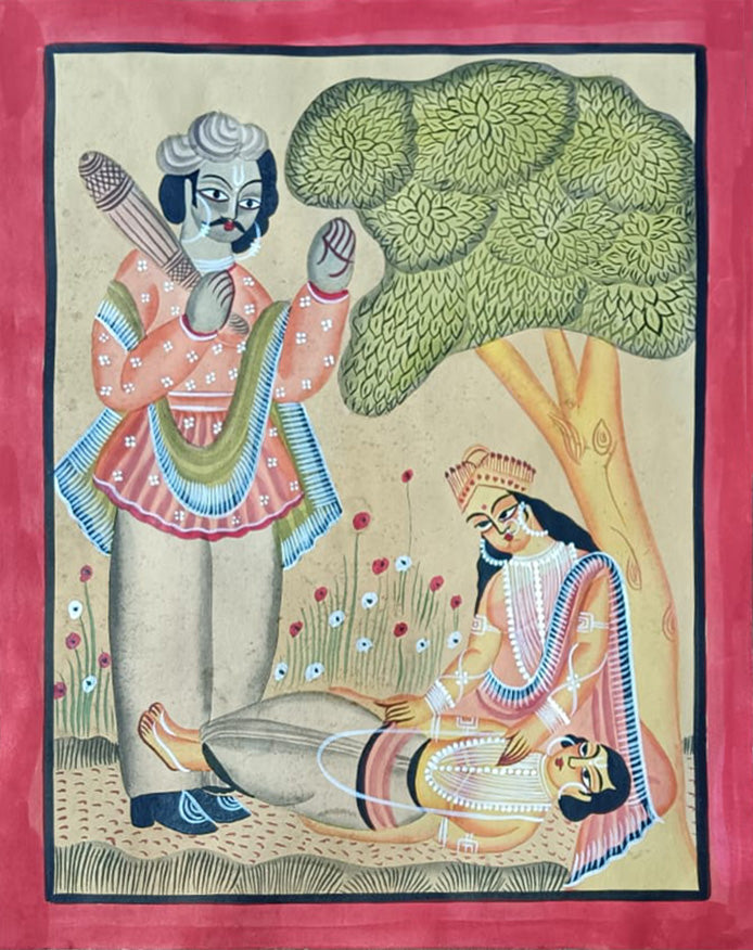 Buy Handpainted Savitri Satyavan Yamraj Kalighat Painting Online