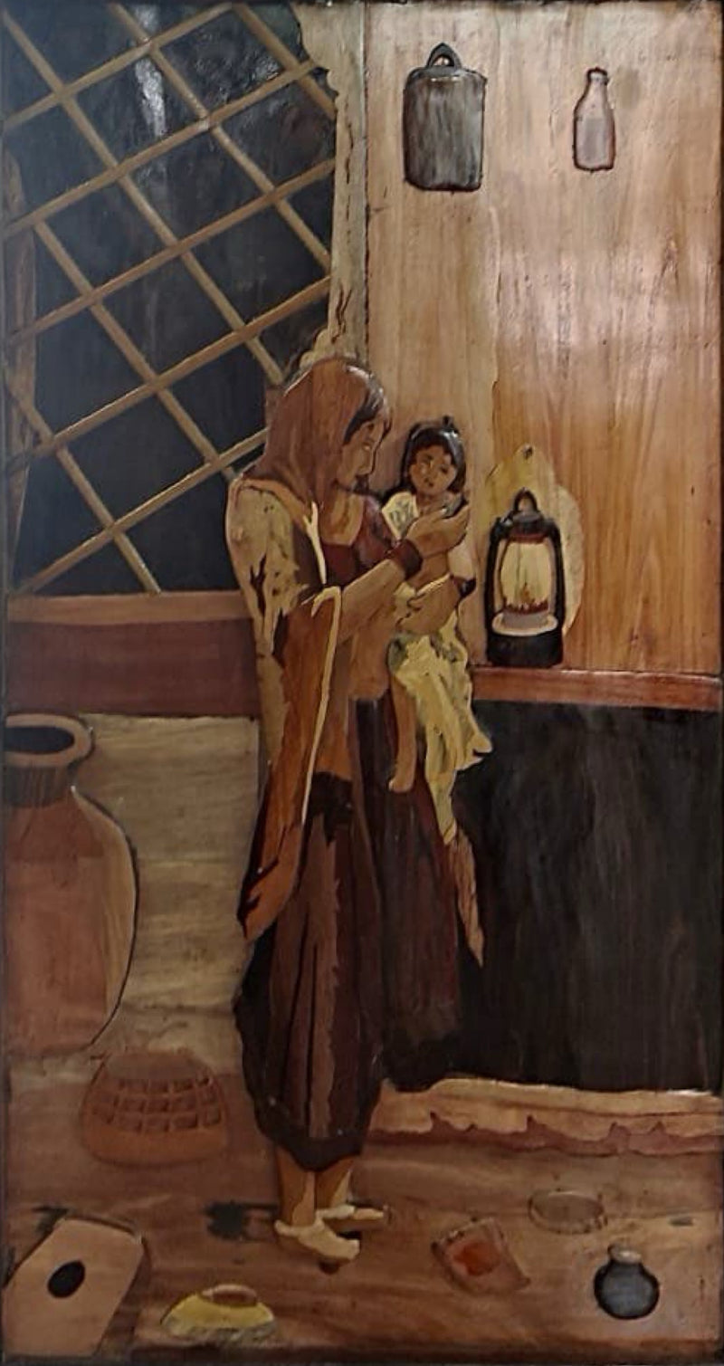 Buy A monther's sanctuary in Wood Inlay-Hand painted for Sale