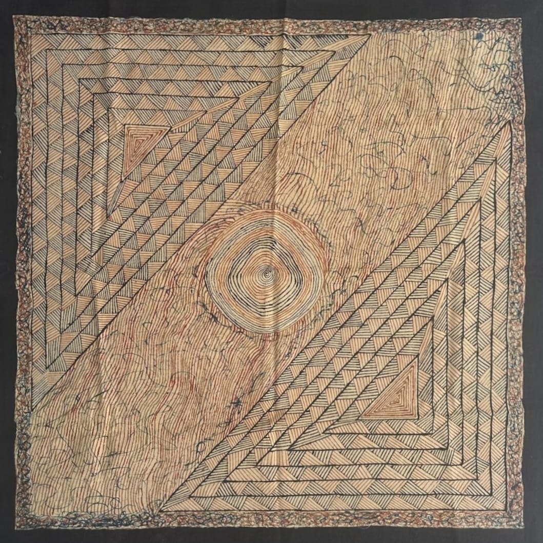 Abstract Geometric Patterns in Ajrakh Artwork for sale