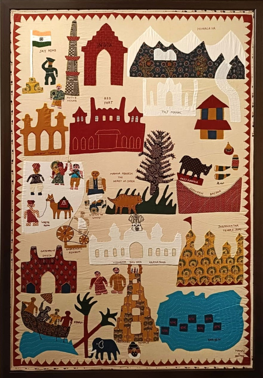 Buy Handmade Bharat Darshan in Applique Online by Kala Raksha