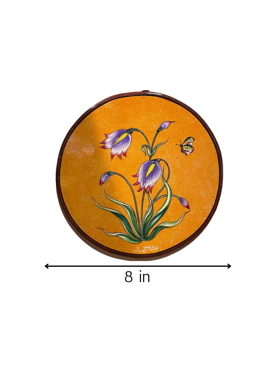 Kashmiri Paper Mache Floral Design Wall Plate 8"
