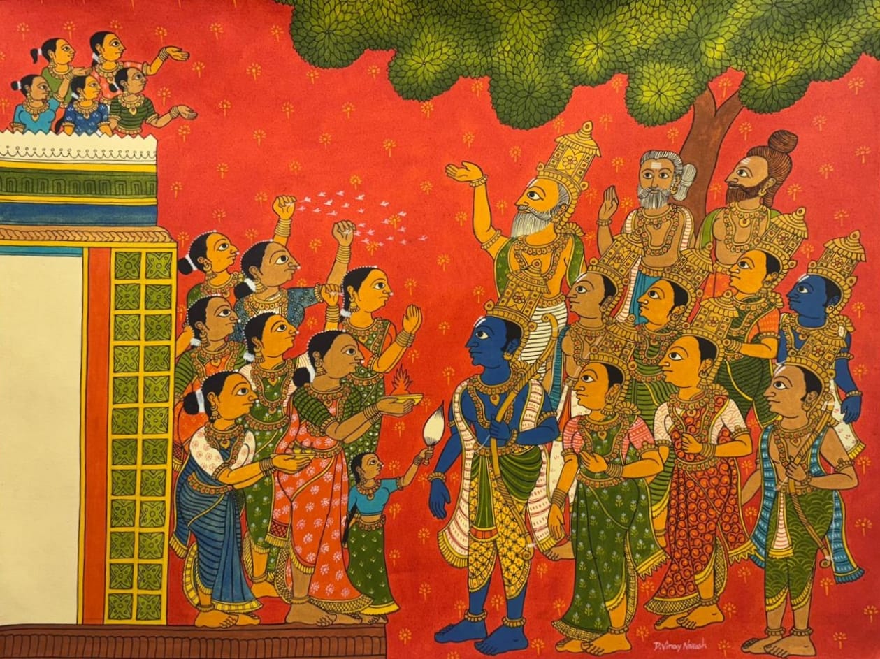 Buy Cheriyal painting of Ramayana | Traditional Indian art