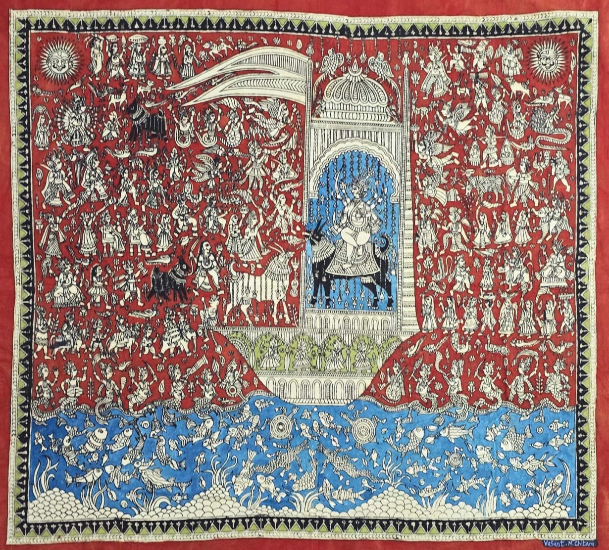 Vahanvati Mata in Mata Ni Pachedi | Indian Art Paintings