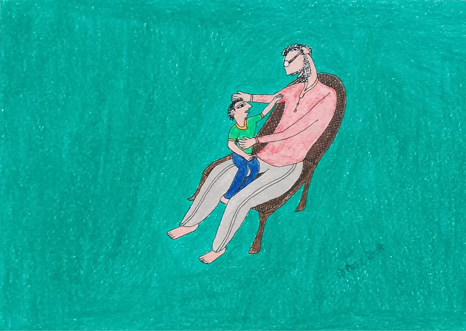 Father And Son Painting In Jogi Art