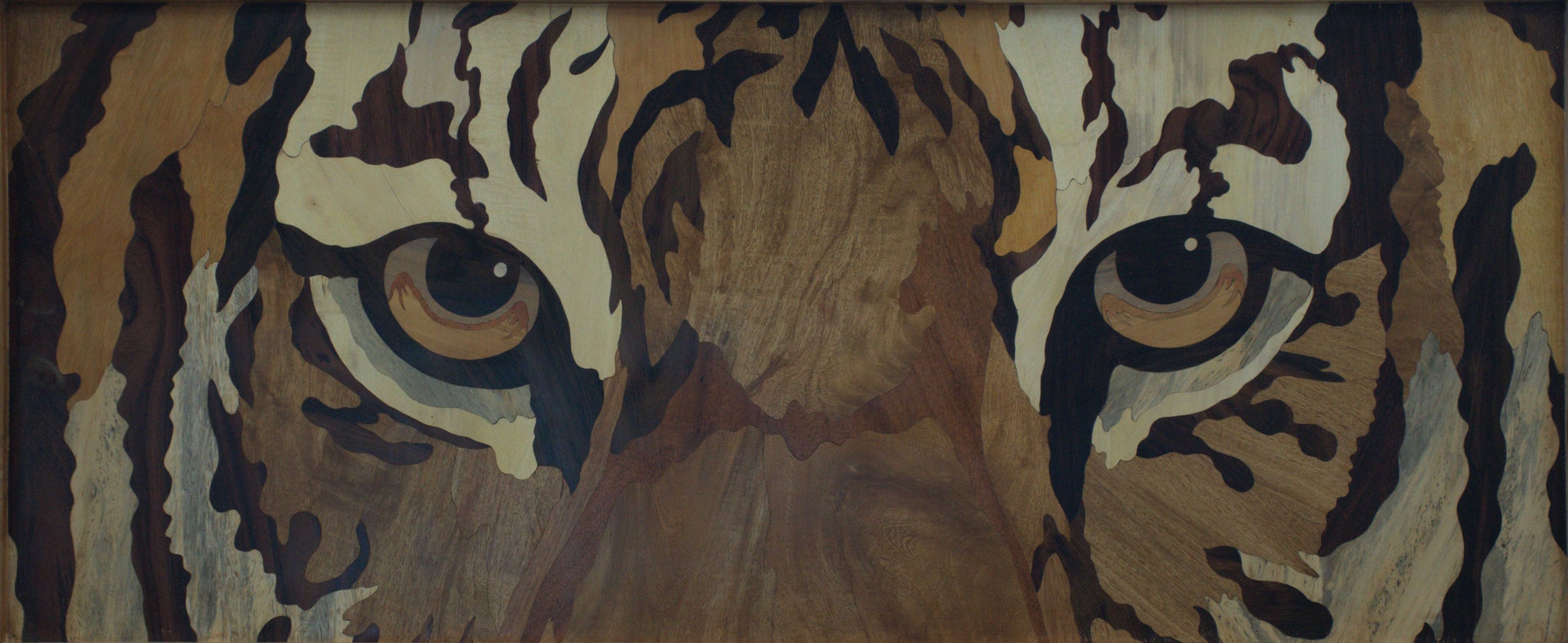 Handmade Tiger Gaze Painting In Mysore Wood Inlay