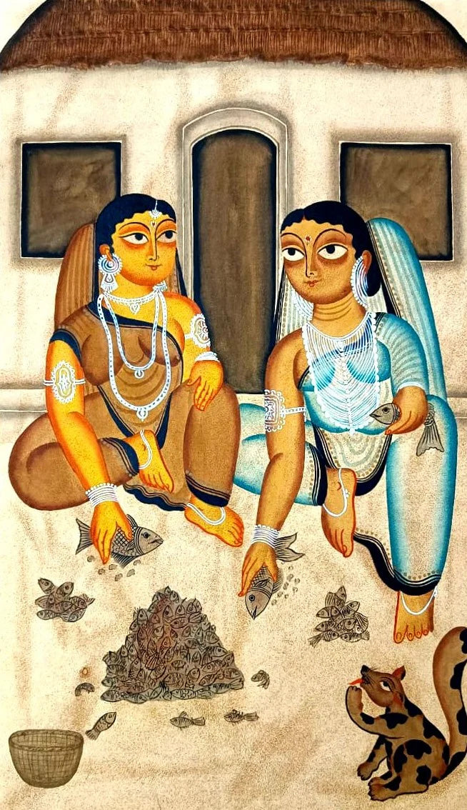 Buy My friend and I: Kalighat Art Style by Bapi Chitrakar - MeMeraki