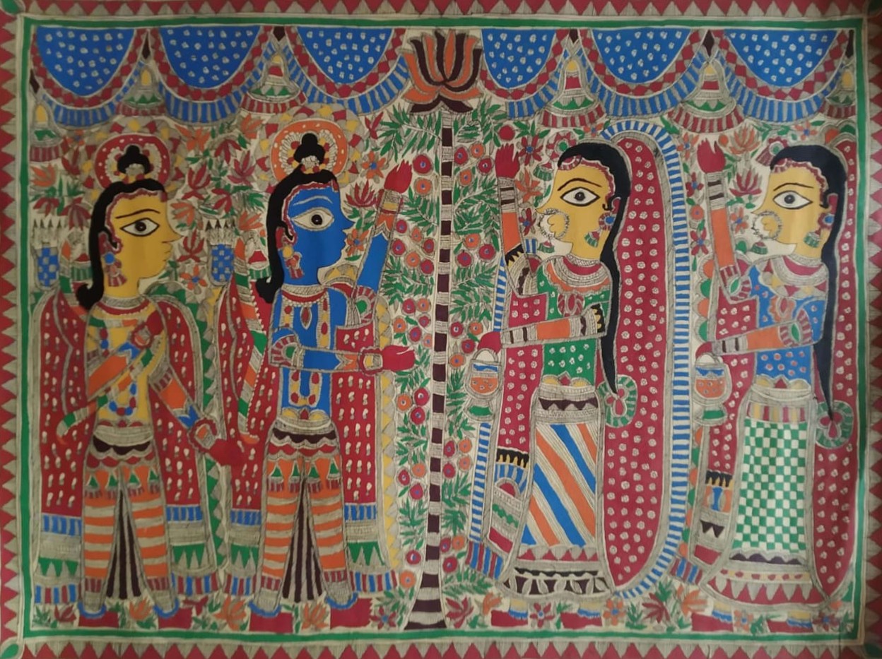 Shubh Vivaah Of Ram And Sita In Madhubani\Mithila Art