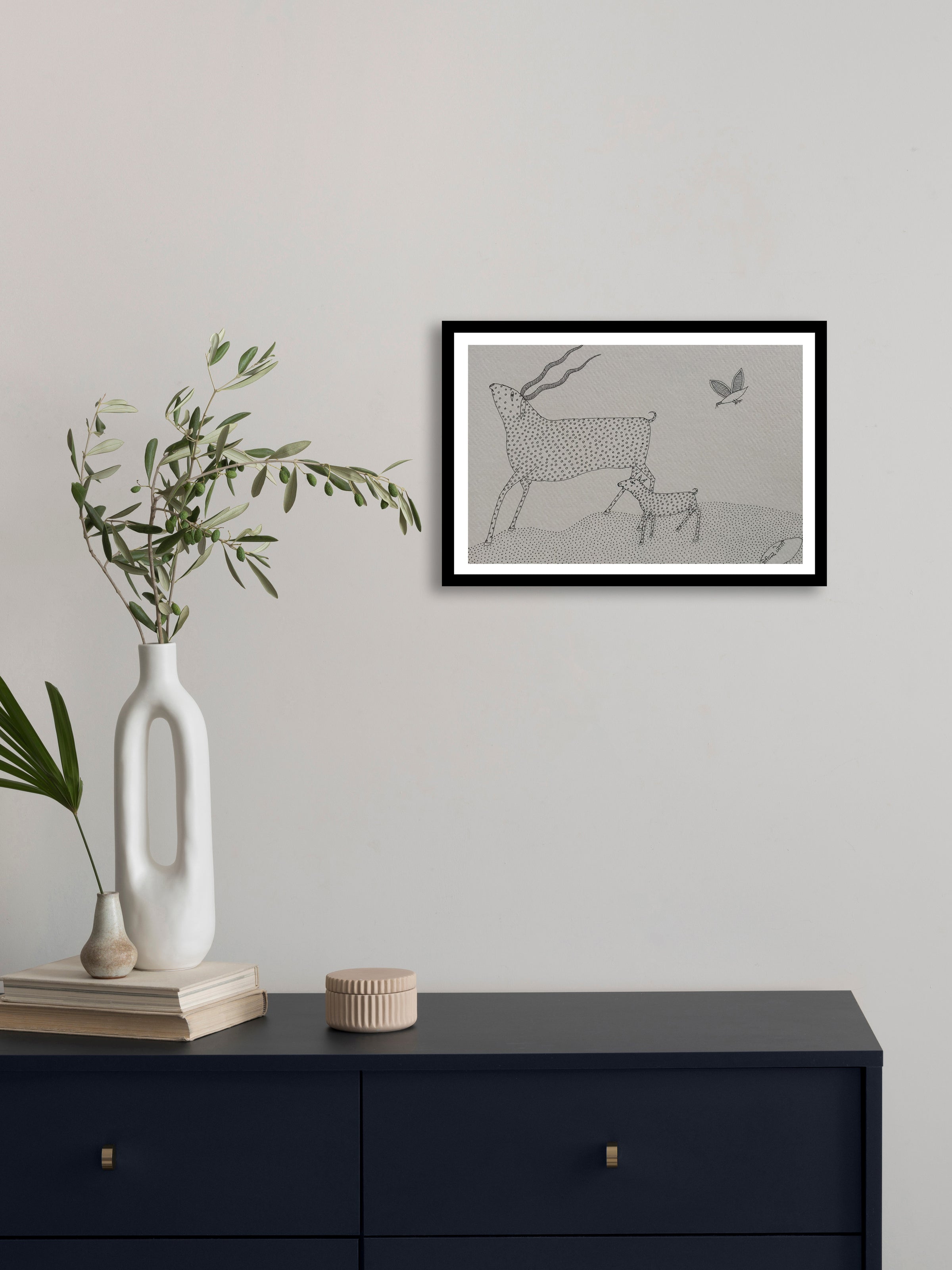 Deer and Fawn In Jogi Art