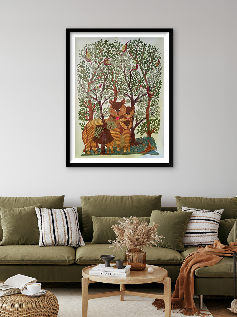 Sukhhiram Maravi's Forest and Tigers Gond art -Available for Purchase
