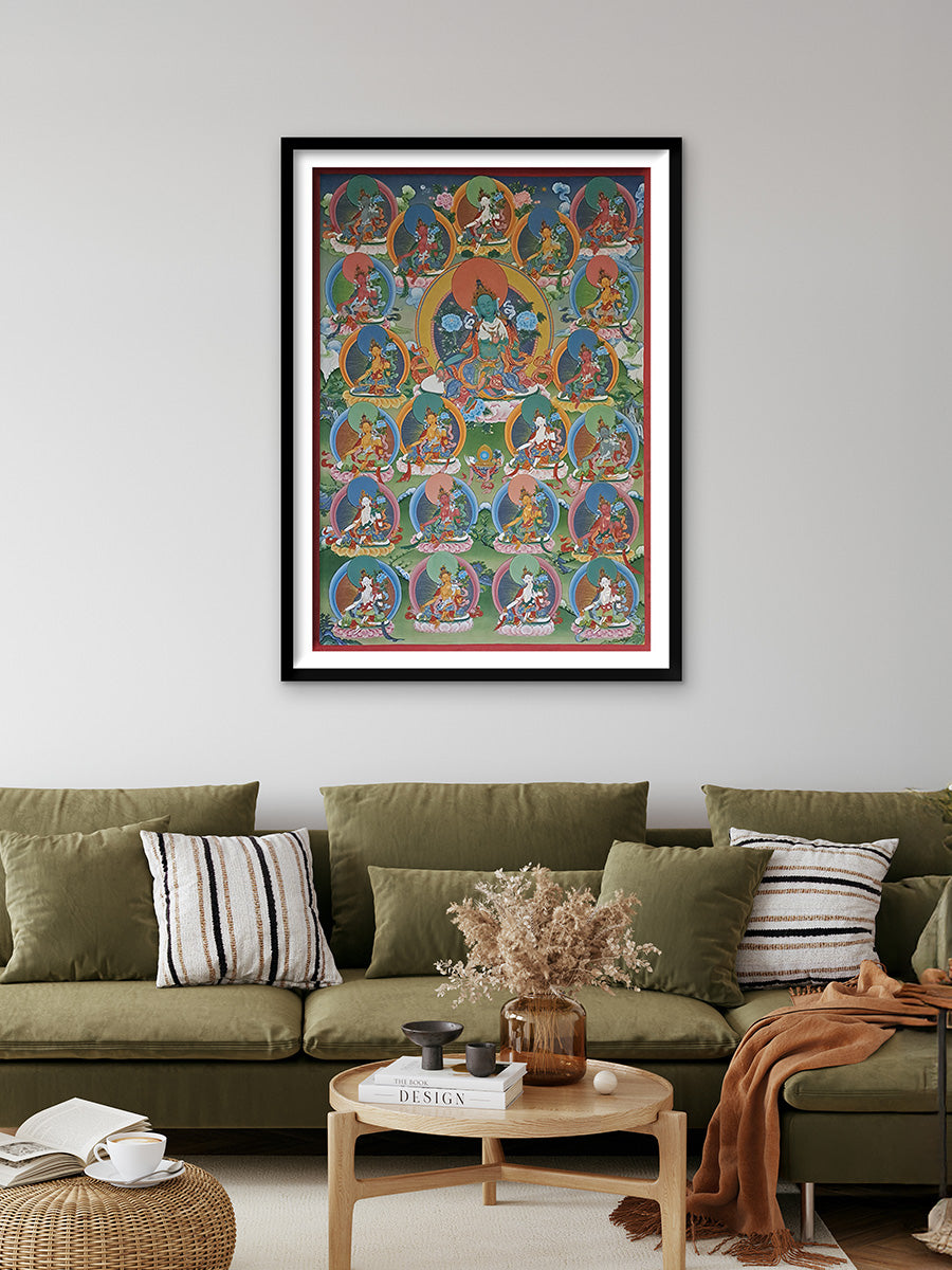 Buy Twenty-One Taras in Thangka painting by Krishna Tashi Palmo