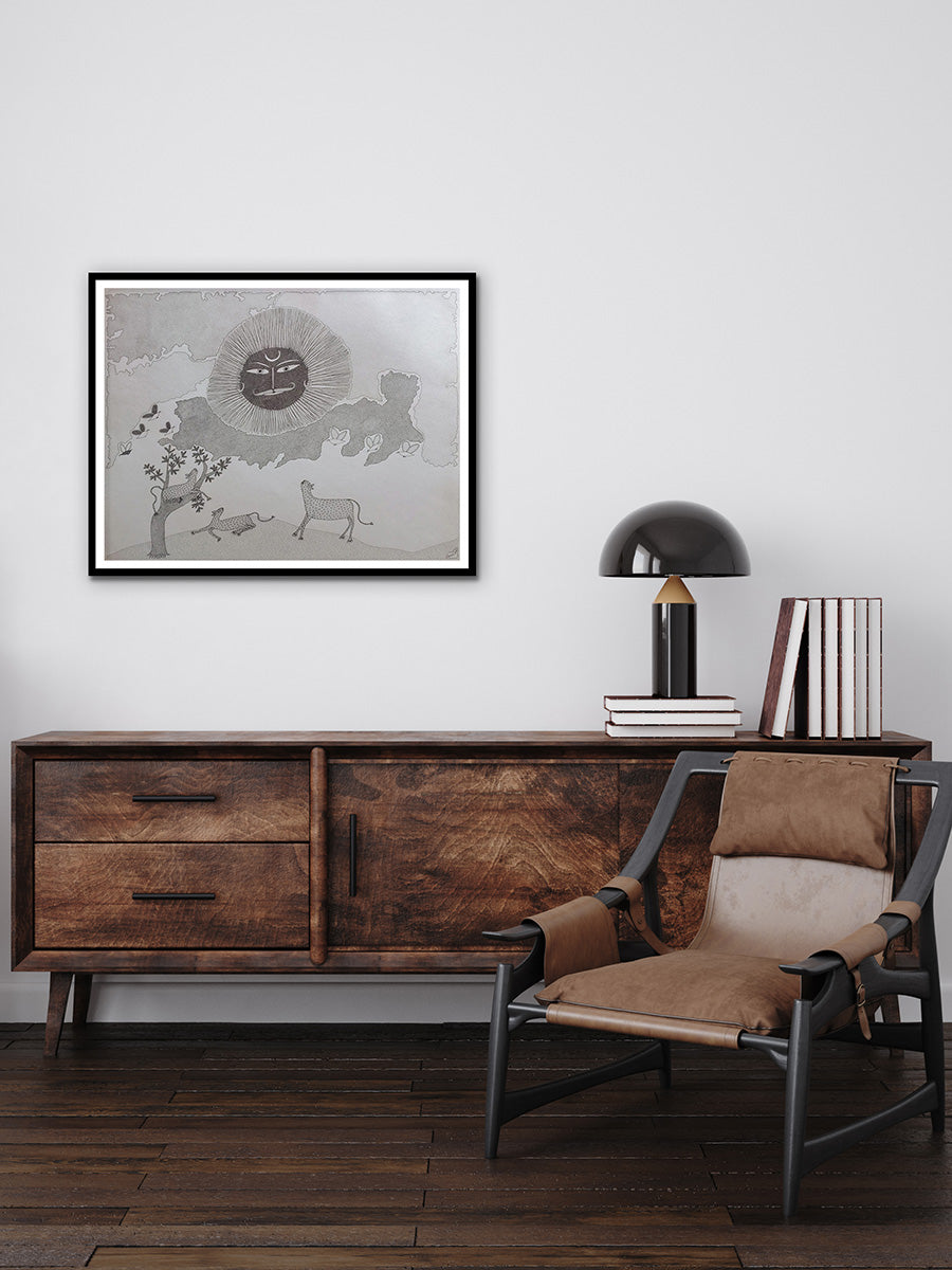 Folk Art Sun Design In Jogi Artwork