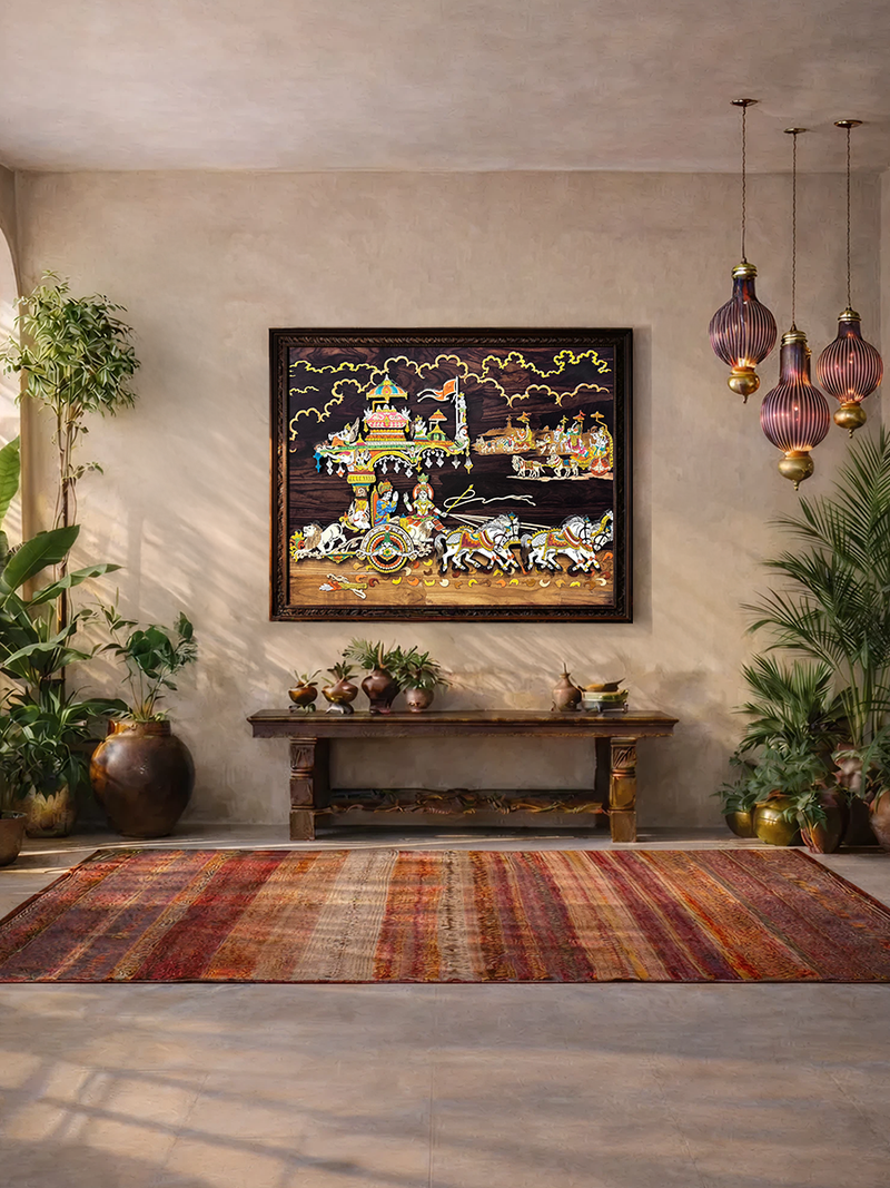 Buy Arjuna's Charioteer in Wood Inlay by Mohan Kumar