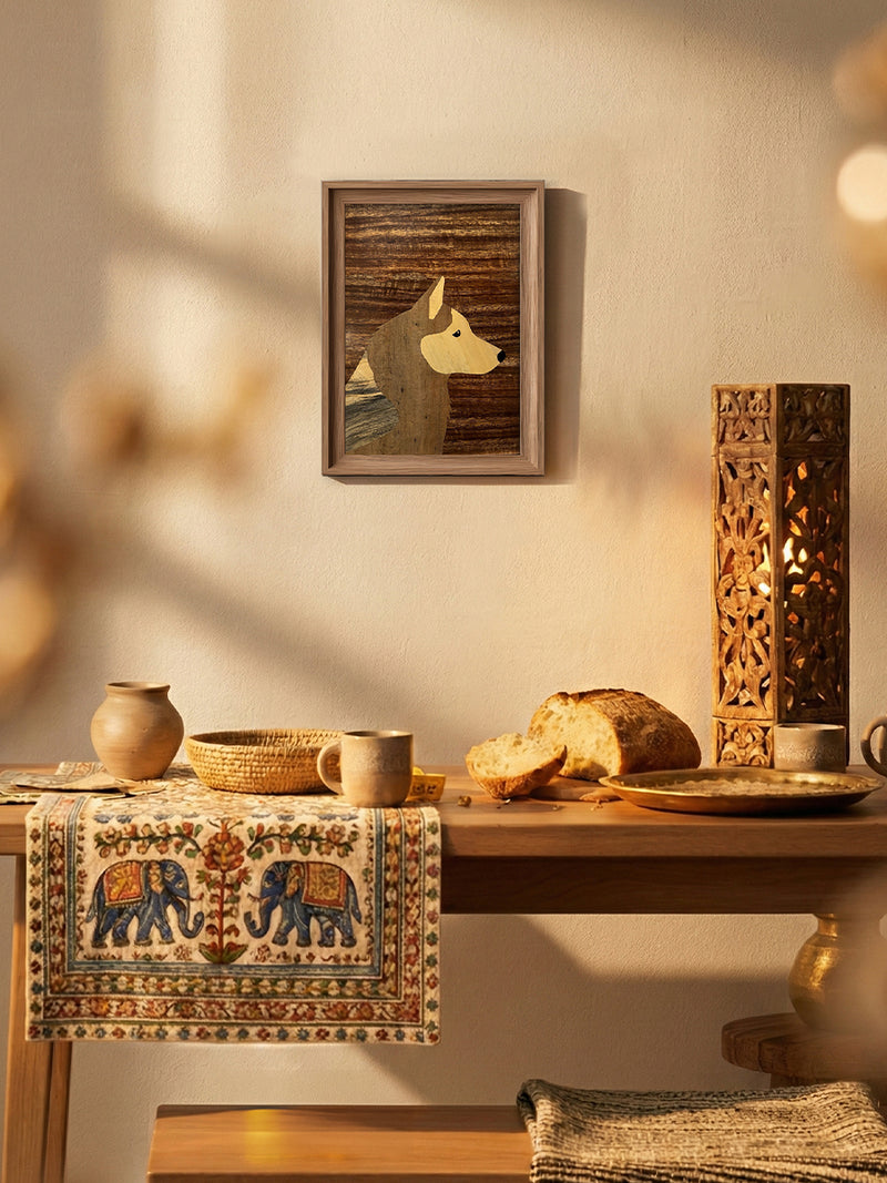 Buy Canine Stillness in Wood Inlay by Mohan Kumar