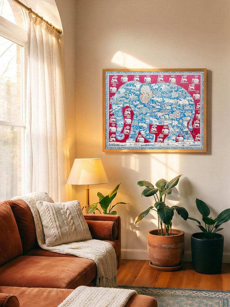 Buy Cosmic elephant in Pattachitra Paintings | Traditional Indian Wall Art