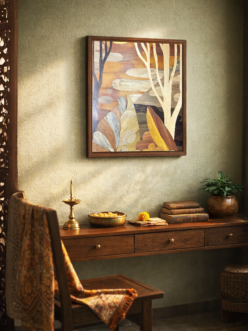 Buy Quiet Grove in Abstract Wood Inlay by Mohan Kumar