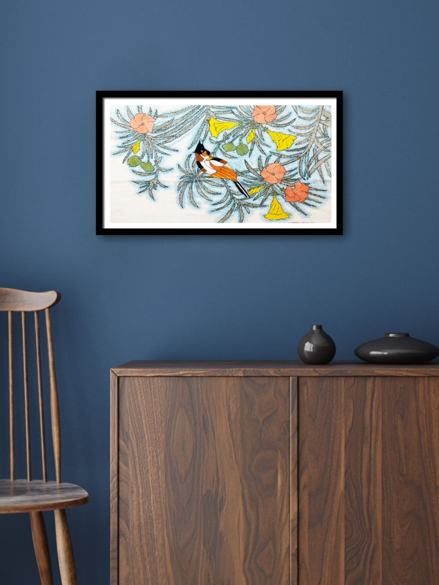 Batik and Kantha Northern Cardinal Art