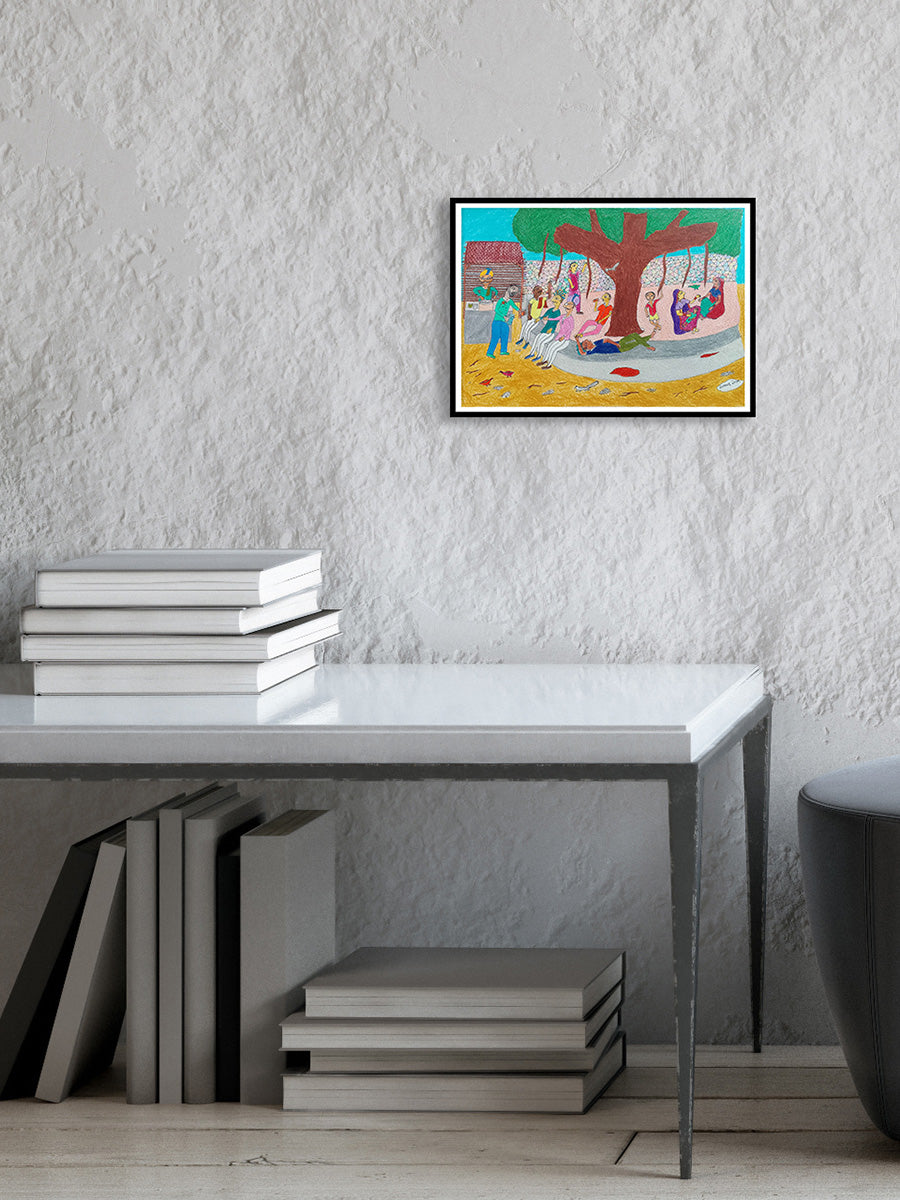 Village Life Under The Banyan Tree In Jogi Art