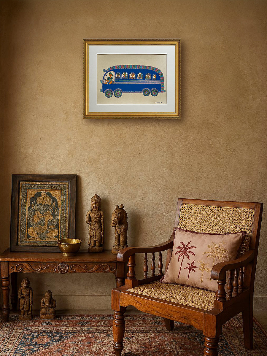 Buy Bus In Pithora art by Chanchal Soni- A Traditional Indian Artform