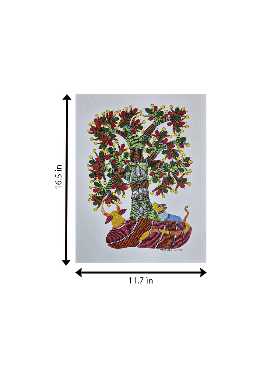 Fauna and Tree in Gond – Authentic Tribal Art Shop Now!