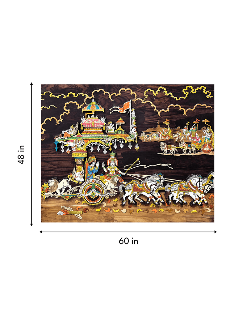 Buy Arjuna's Charioteer in Wood Inlay by Mohan Kumar