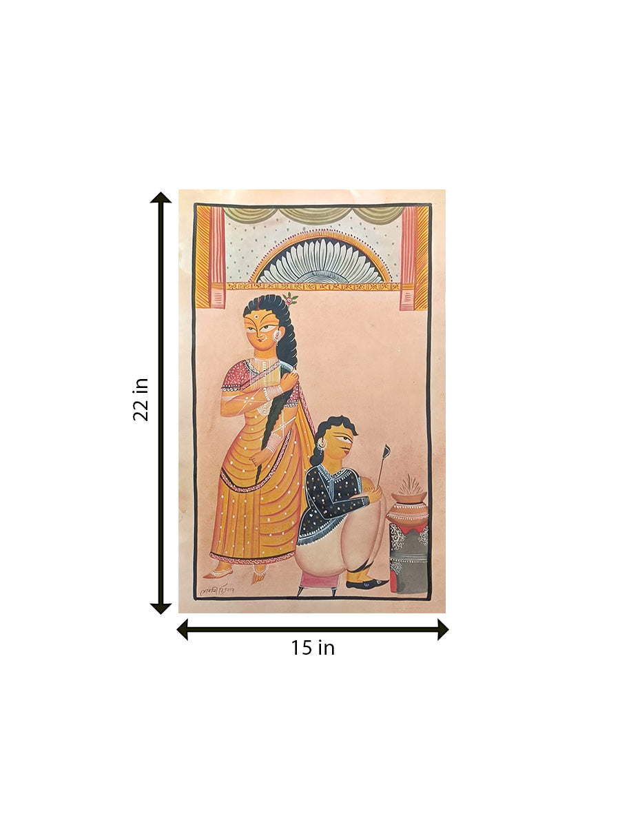 Babu and Bibi In Kalighat - Authentic Kalighat folk Art from India