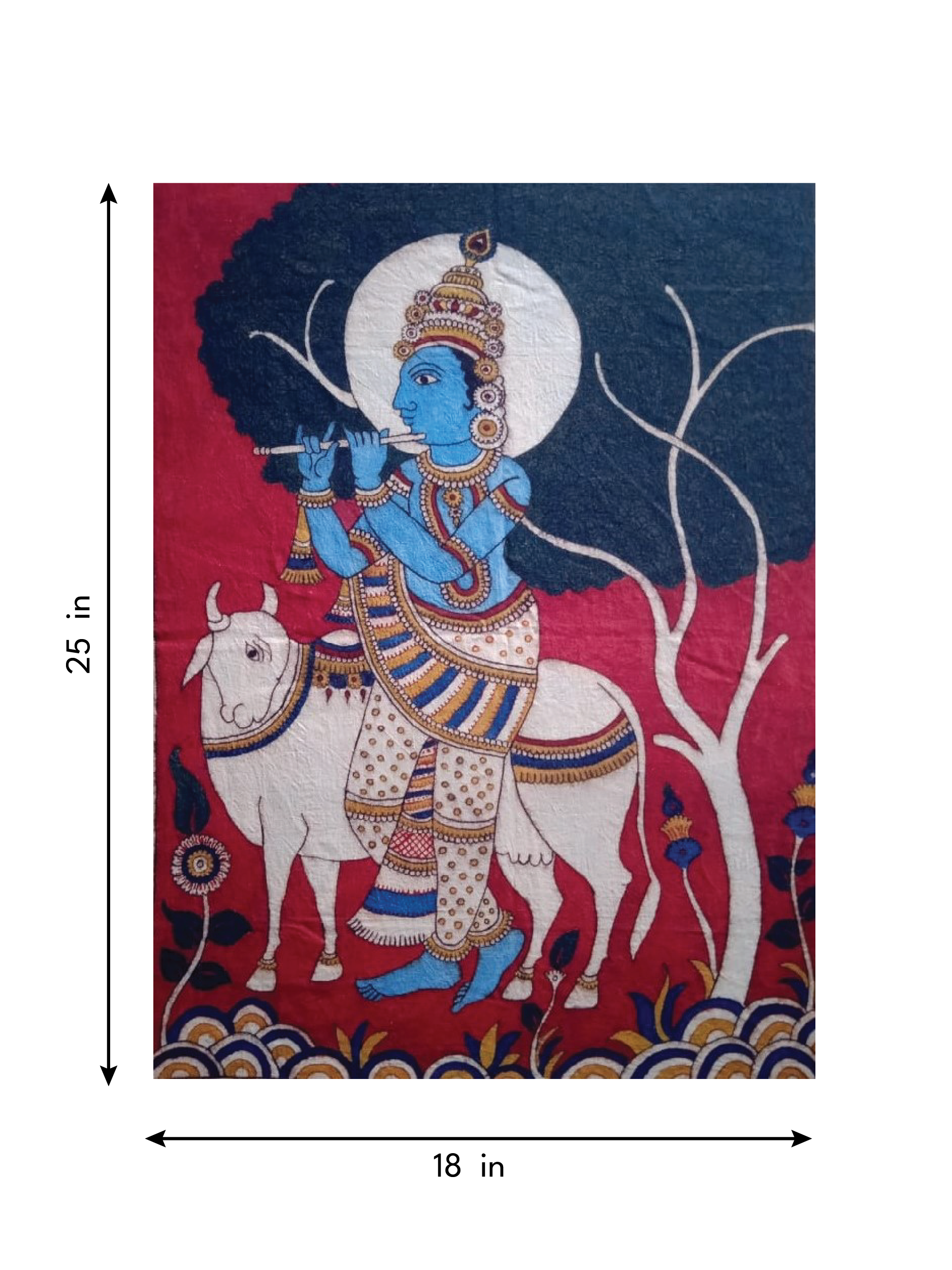 Buy Krishna with Cow in Kalamkari Painting by Siva Reddy