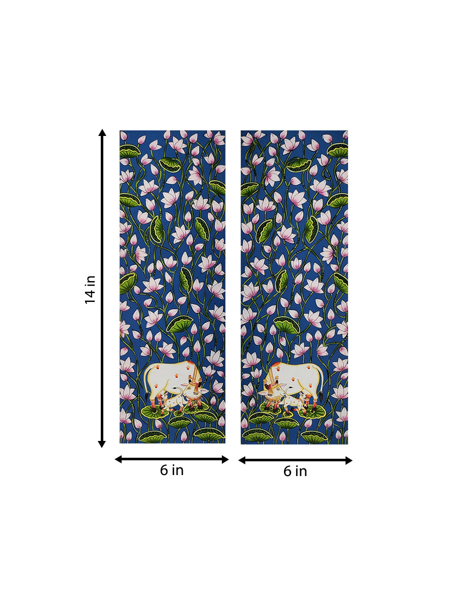 Kamdhenu Cows with their Calves Amidst Lotuses in Pichwai Artwork for Sale