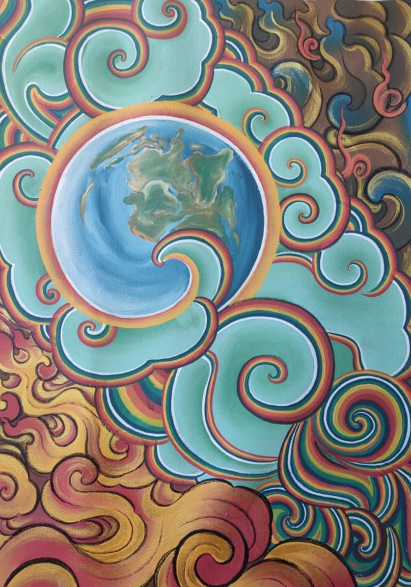 World in Nest: Thangka painting | Traditional handmade artwork