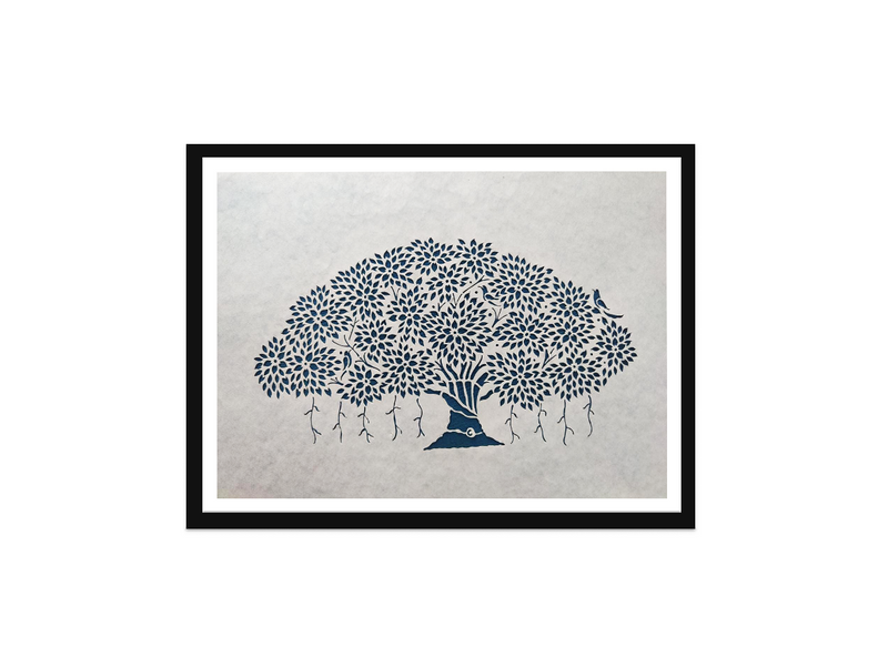 Buy Sanjhi art | Banayan Tree with Birds | Handcrafted paper art – MeMeraki