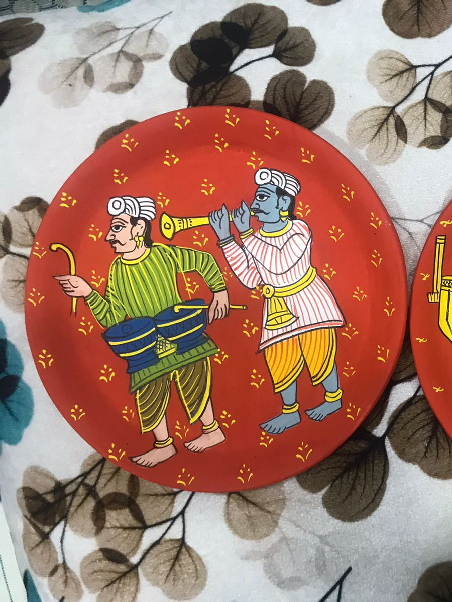 Buy Cheriyal Scroll | Man and Woman Mask Pair | Folk Art – MeMeraki