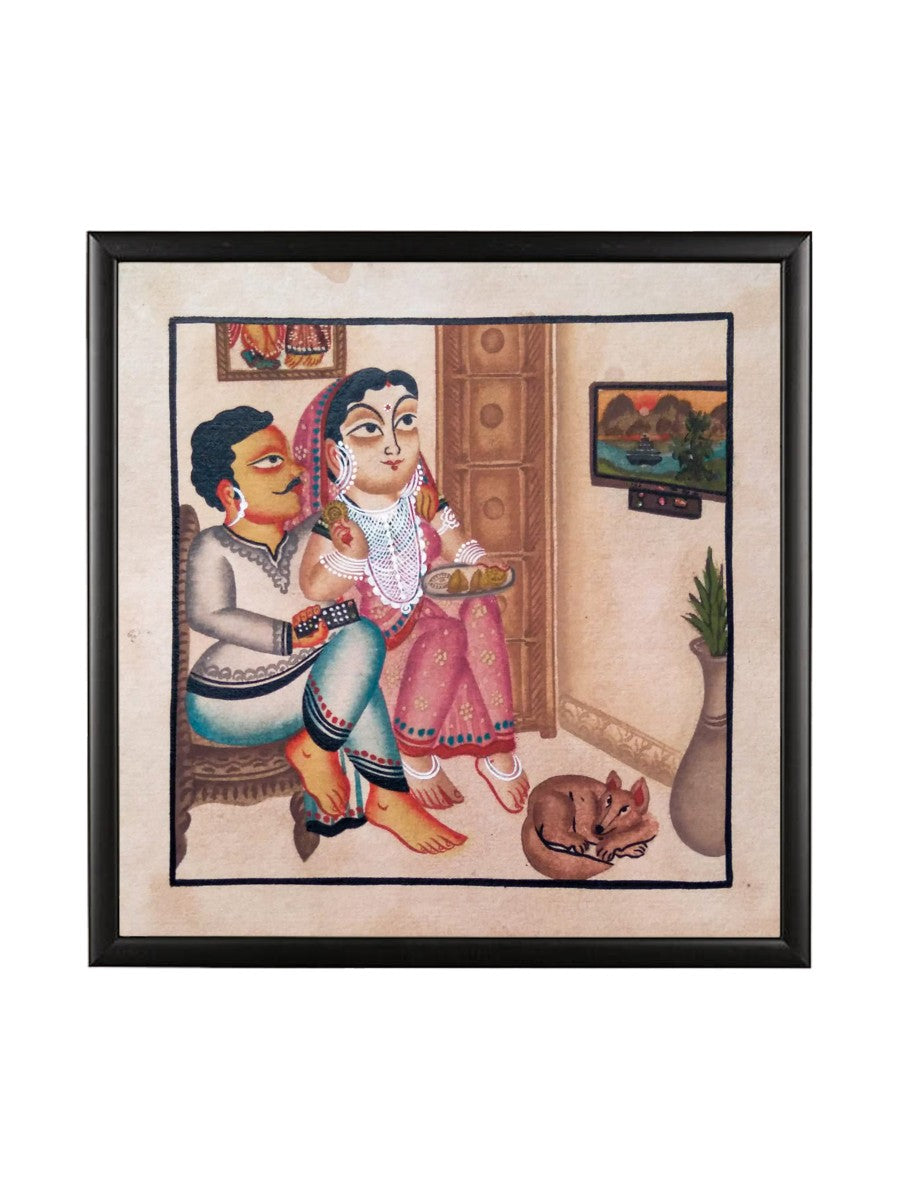 Buy Home, Kalighat Art by Bapi Chitrakar | Traditional Bengal Art